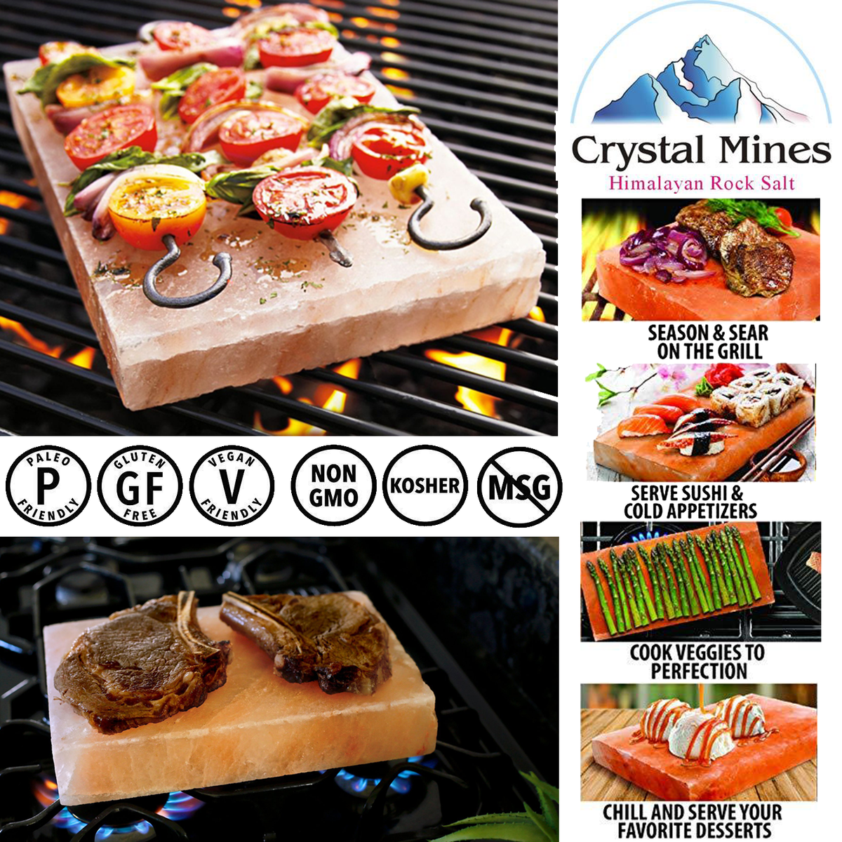 Himalayan Natural BBQ Salt SLAB 12x8x1.5 inches – Crystalmines